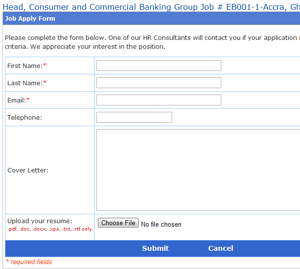 Job Applicant’s form submitted